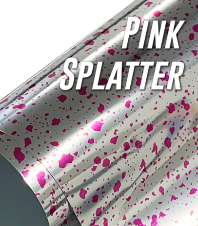 Pink Splatter Chrome VTS Holographic Pattern HTV | Heat Transfer Vinyl