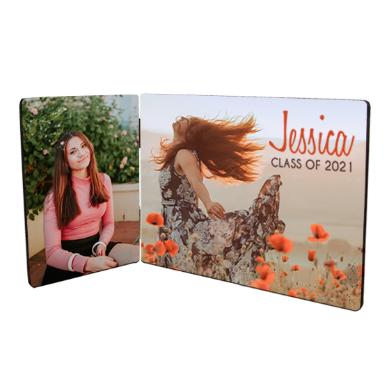 CHROMALUXE HINGED HARDBOARD DOUBLE PHOTO PANEL - 5" X 10.5"